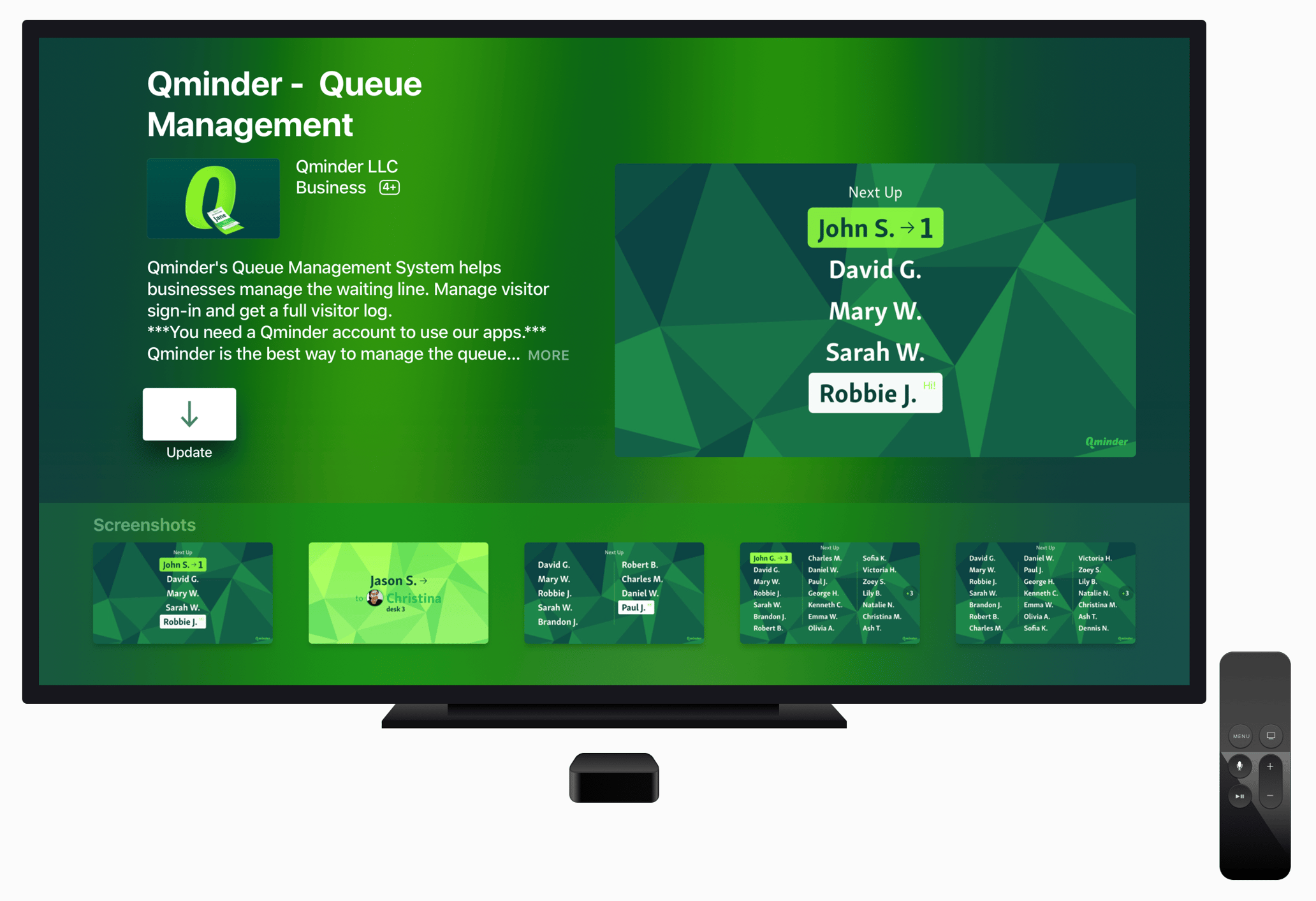 Update the Qminder app on Apple TV