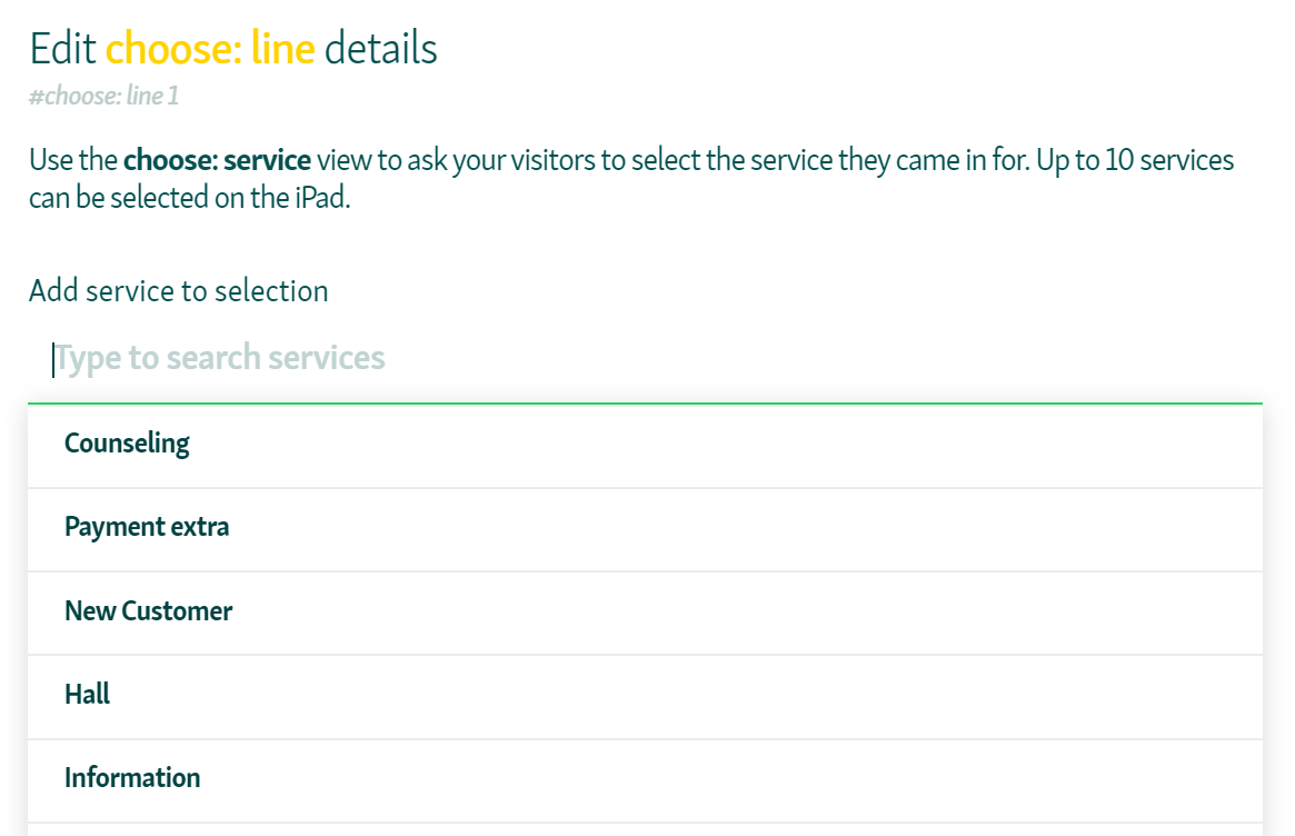 iPad-specific line selection
