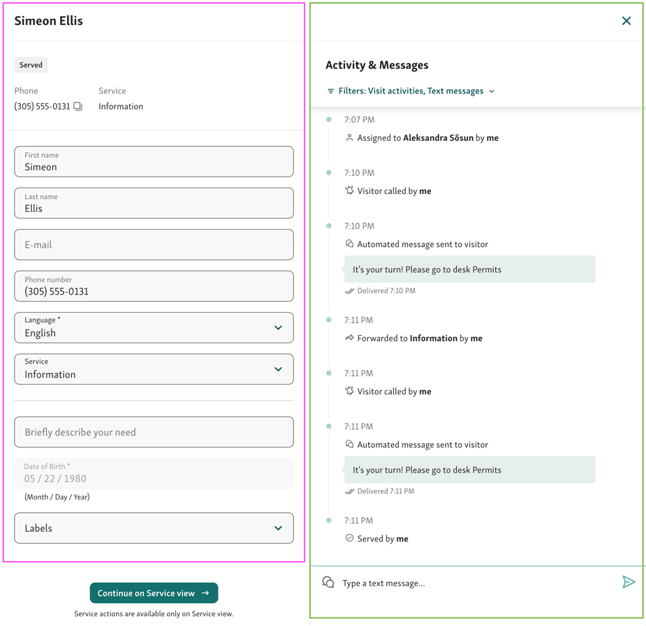 Ticket details overview