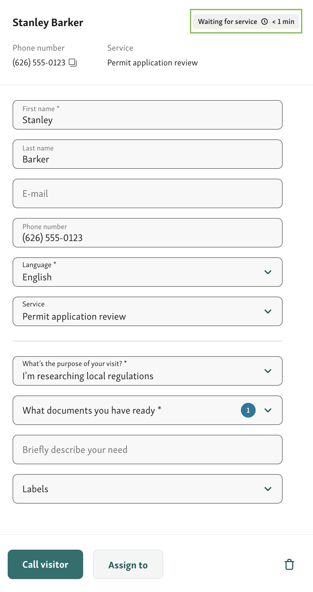 Ticket details overview