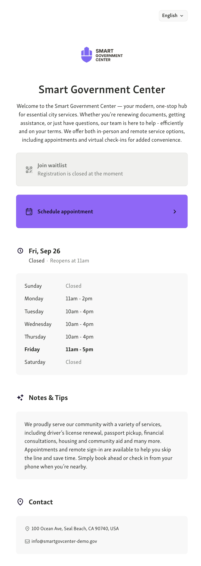 Visitor Website overview